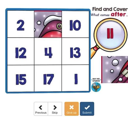 Winter Numbers Before and After Up to 20 Boom Cards games by Busy Bee ...