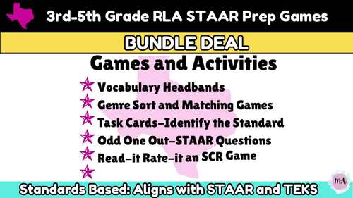 3rd-5th Grade Reading and Writing STAAR Prep Games and Activities Bundle
