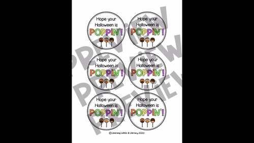 Poppin Halloween Treat Tags Popcorn Candy Lollipop Holiday Student ...