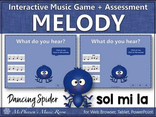 Solfege | Sol Mi La Interactive Melody Game + Assessment {Dancing Spider}