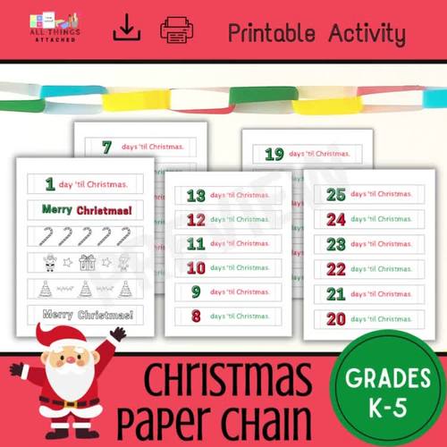 Christmas Paper Chain | Countdown Until Christmas | Printable Link Chain