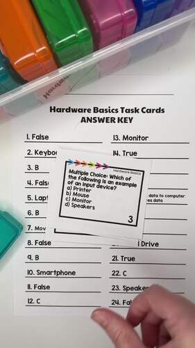 Computer Hardware Printable Task Cards | TPT