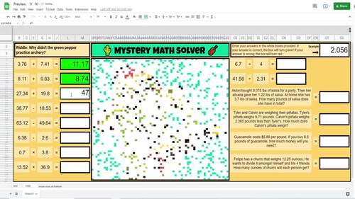 Cinco de Mayo - Decimals Digital Math Activity - Pixel Art by Teach ...