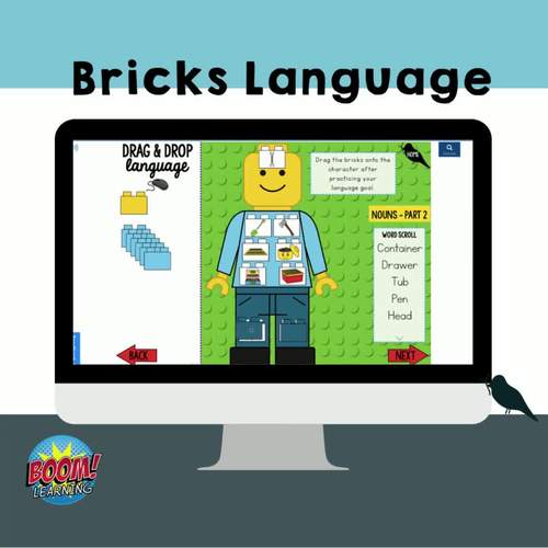Building Bricks Boom Cards™ & Printable Language Worksheets Verbs Nouns ...