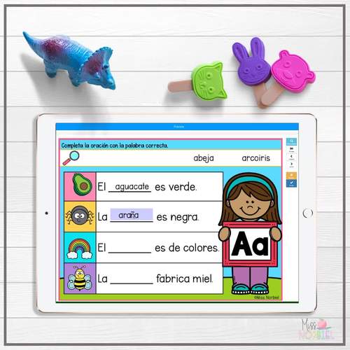 Completar oraciones Boom Cards, complete the sentence in Spanish