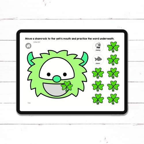 St. Patrick's Day Feed The Lucky Yeti Articulation and Language Boom Cards