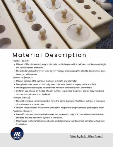 Montessori Knobbed Cylinders Lessons Records & Print your Own Materials ...