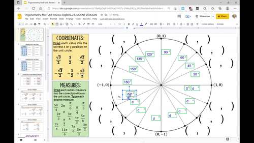 Trigonometry Mid-Unit Review and Quiz (Algebra 2) by Mandy's Math World