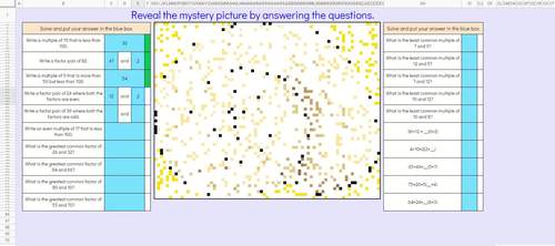 Digital Math Pixel Art Mystery Picture 6th Grade 6.NS.4 - Greatest ...