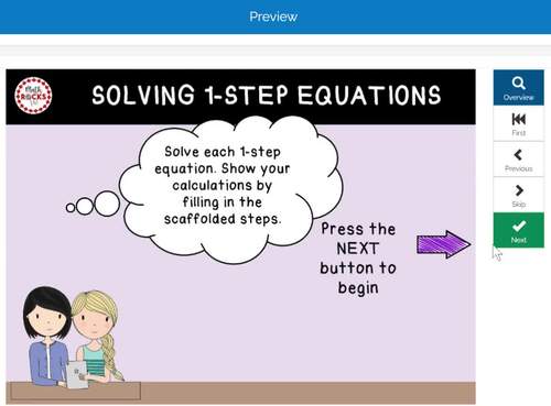 Solve 1 Step Equations With Scaffolding Algebra Digital Boom Cards™ 6th Grade