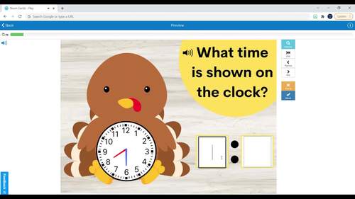 Thanksgiving Telling Time Nearest Half Hour and Hour Boom Cards | TPT