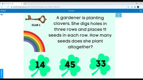 Multiplication Word Problems St. Patricks Day Escape Room Boom Cards