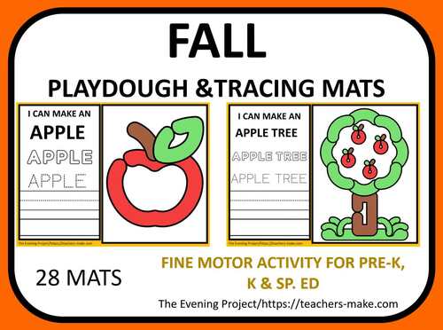 FALL PLAYDOUGH &TRACING MATS for pre-K, K, and Sp.Ed./fine motor activity