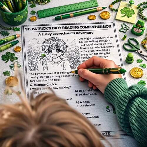 St. Patrick’s Day,A Lucky Leprechaun’s Adventure Reading Comprehension ...