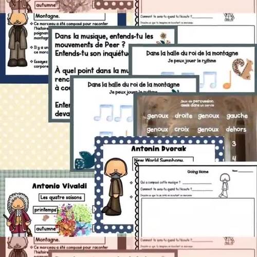 Music primary-junior FRENCH Composers Slides and ACTIVITIES | TPT