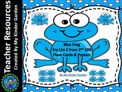 Blue Frog Fry Sight Word Flash Cards & Posters List 2 From 2nd 100 Words