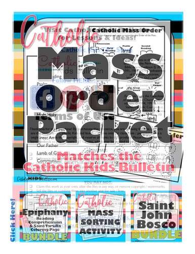 Catholic Mass Order Activity Packet - Color, Match, Trace, Write ...