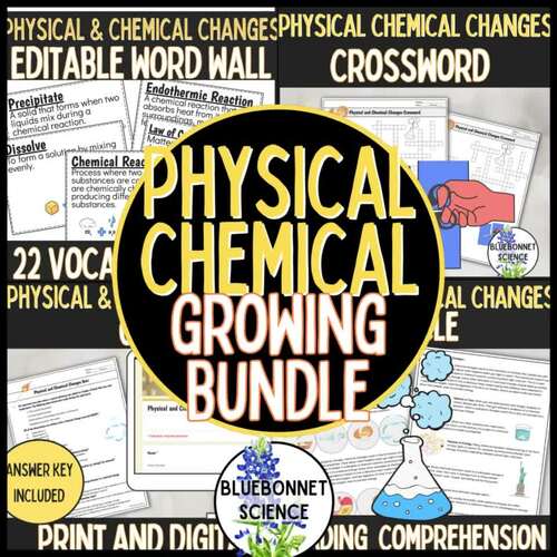 Physical and Chemical Changes Bundle (NEW 2024 TEKS 7.6C) by Bluebonnet ...