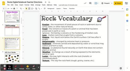 Rocks & Rock Cycle Digital Notebook | Interactive Notebook | Anchor Charts