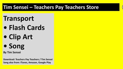 English Transport Song 1 for ESL, EFL, Kindergarten. Train, car, bus ...