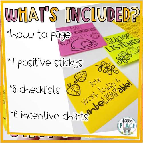 Thanksgiving Sticky Notes by Kate's Place | TPT