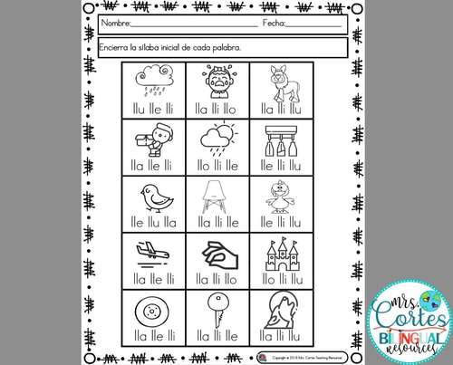 Centros conciencia fonológica- Dígrafo ll by mrscortes | TPT