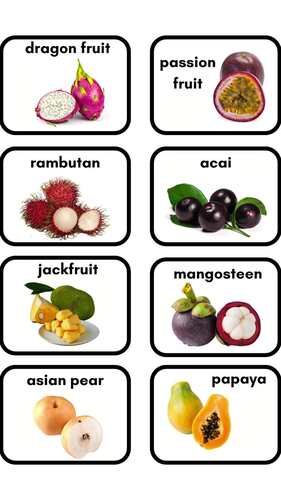 72 Tropical Fruits And More Flash Card by Lambchopz | TPT