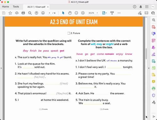 ESL Elementary A2.3 End of Unit Exam by ESL Adult Workshop | TPT