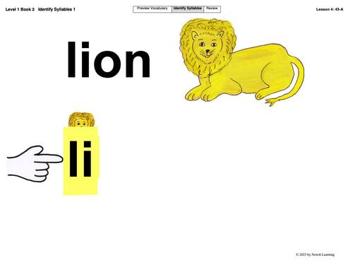 Newitt Book 2 PowerPoint: Identify Syllables 1, Lesson 4 (Prereading ...