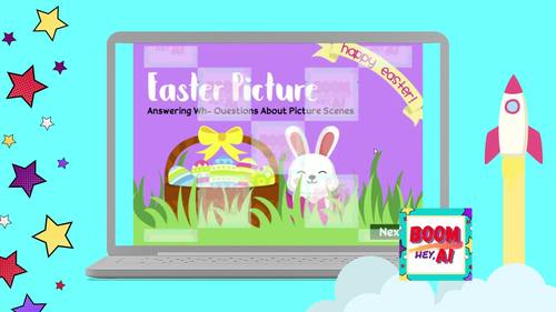 Easter BOOM CARD Speech Therapy answering question adapted book picture ...