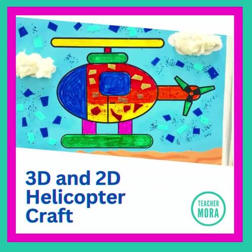 3D and 2D Helicopter Craft Activity - Cut and Paste - Helicopter Craftivity