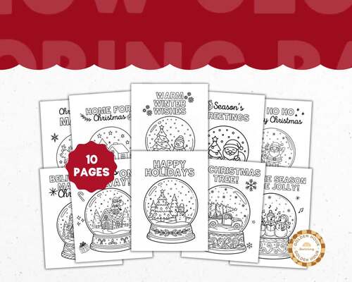 Christmas Snow Globe Coloring Pages | Winter Coloring Sheets | No-prep