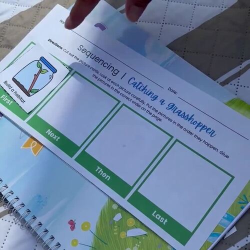Kindergarten Spring Sequencing Worksheets with Descriptions and Pictures