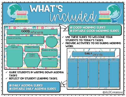 Back To School Morning Direction Slides (Editable) by ALD Creations