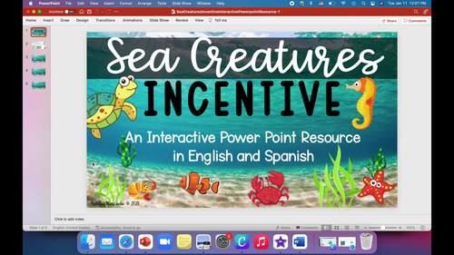 Sea Creatures Incentive - Interactive Powerpoint by Red Apple Studio