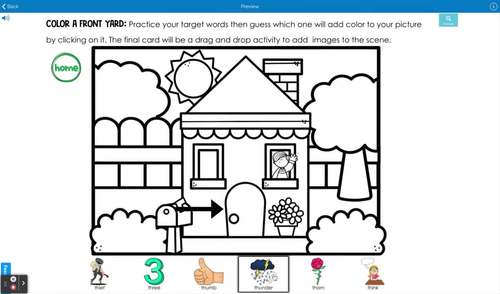Boom™ Cards Color a Front Yard Scene: Articulation Activity for Th, L ...