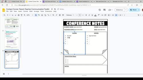 Communications: Parent-Teacher Conference Toolkit by Miss Ps Palette
