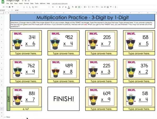 Multi-Digit Multiplication - Digital Mazes by Stress-Free Teaching