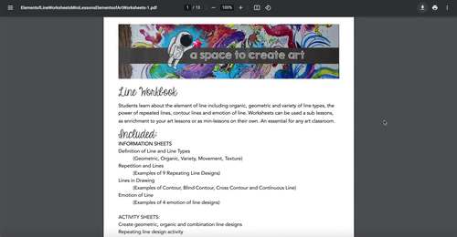 Element of Line Worksheets & Mini Lessons - Elements of Art Worksheets