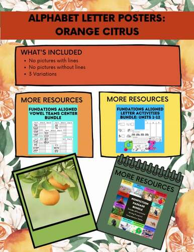 Orange Citrus Themed Alphabet Letter Posters by Ms Beh in K | TPT