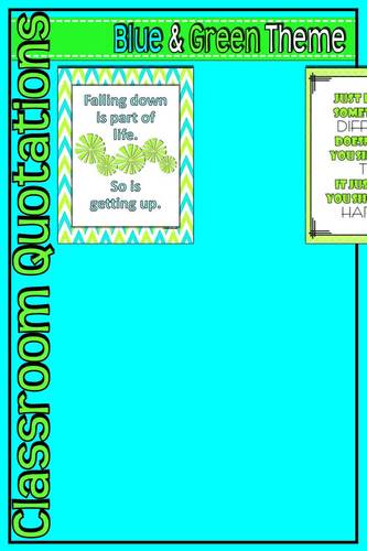 INSPIRING QUOTATIONS POSTERS Blue Green Classroom Decor Critical ...
