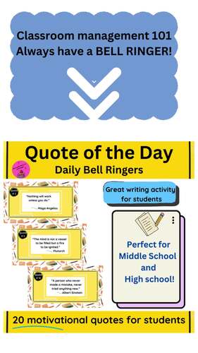 Quote of the Day Bell Ringers Quick Writes for Middle School and High ...
