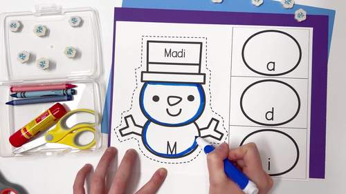 Editable Winter Snowman Name Craft by Preschool Packets | TpT