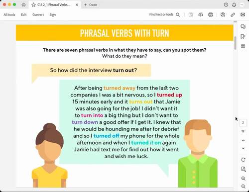 ESL Advanced Lesson: Learn Phrasal Verbs with TURN by ESL Class Workshop