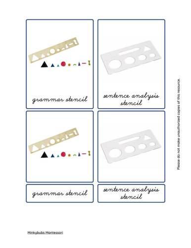 Montessori Language Materials Lower Elementary 3-Part Cards CURSIVE