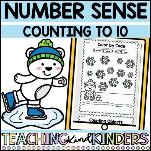 NO PREP Math Worksheets Number Sense Counting to 10 Winter Themed