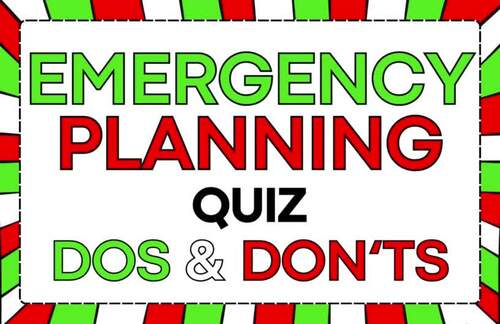 Emergency Planning DOs & DON'Ts Quiz Flashcards for Elementary Students