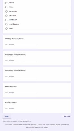 Google Form Pick-Up Authorization | Editable School Dismissal Form PreK-K