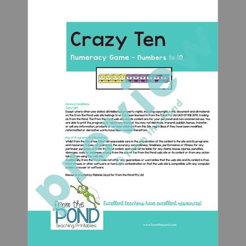 Making Ten Matching Game by From the Pond | TPT