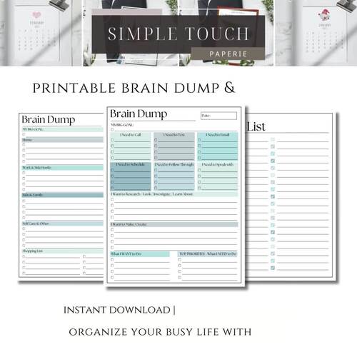 Editable and Printable Brain Dump Planner and To Do List Template